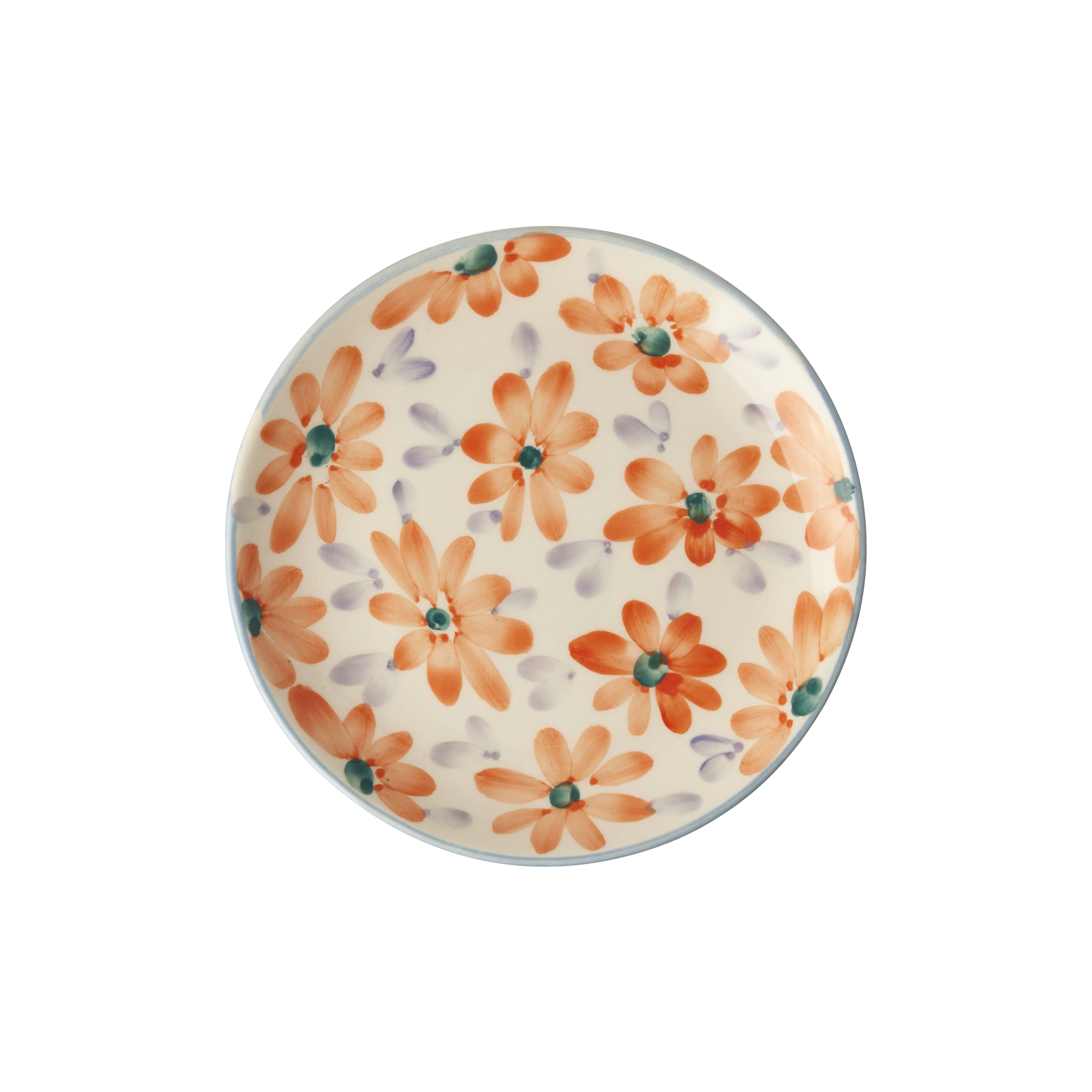 Ceramic Cake Plate with Hand Painted Orange Flowers – Rice By Rice