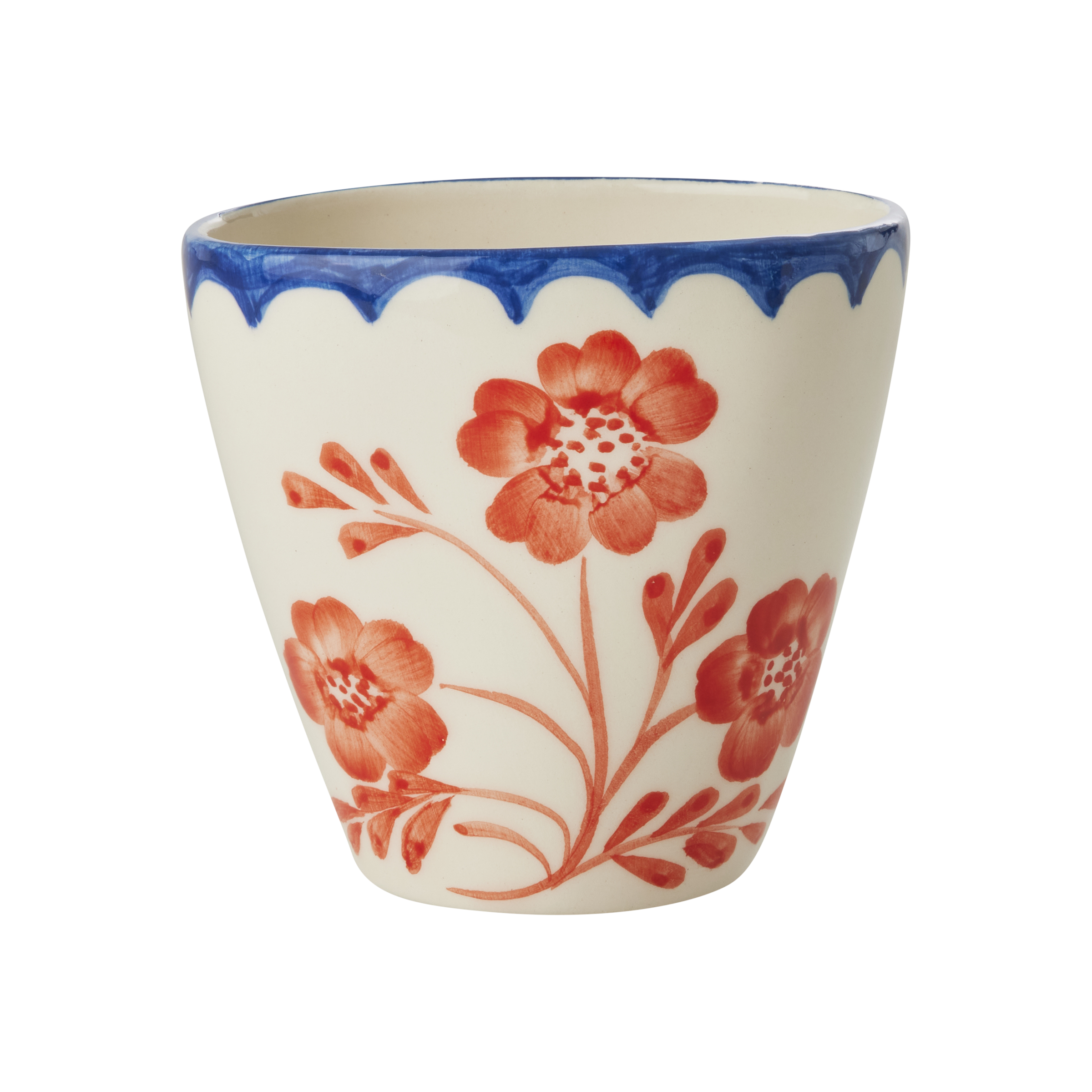 Ceramic Oval Cup with Hand Painted Vintage Flowers - 10.1 oz – Rice By Rice