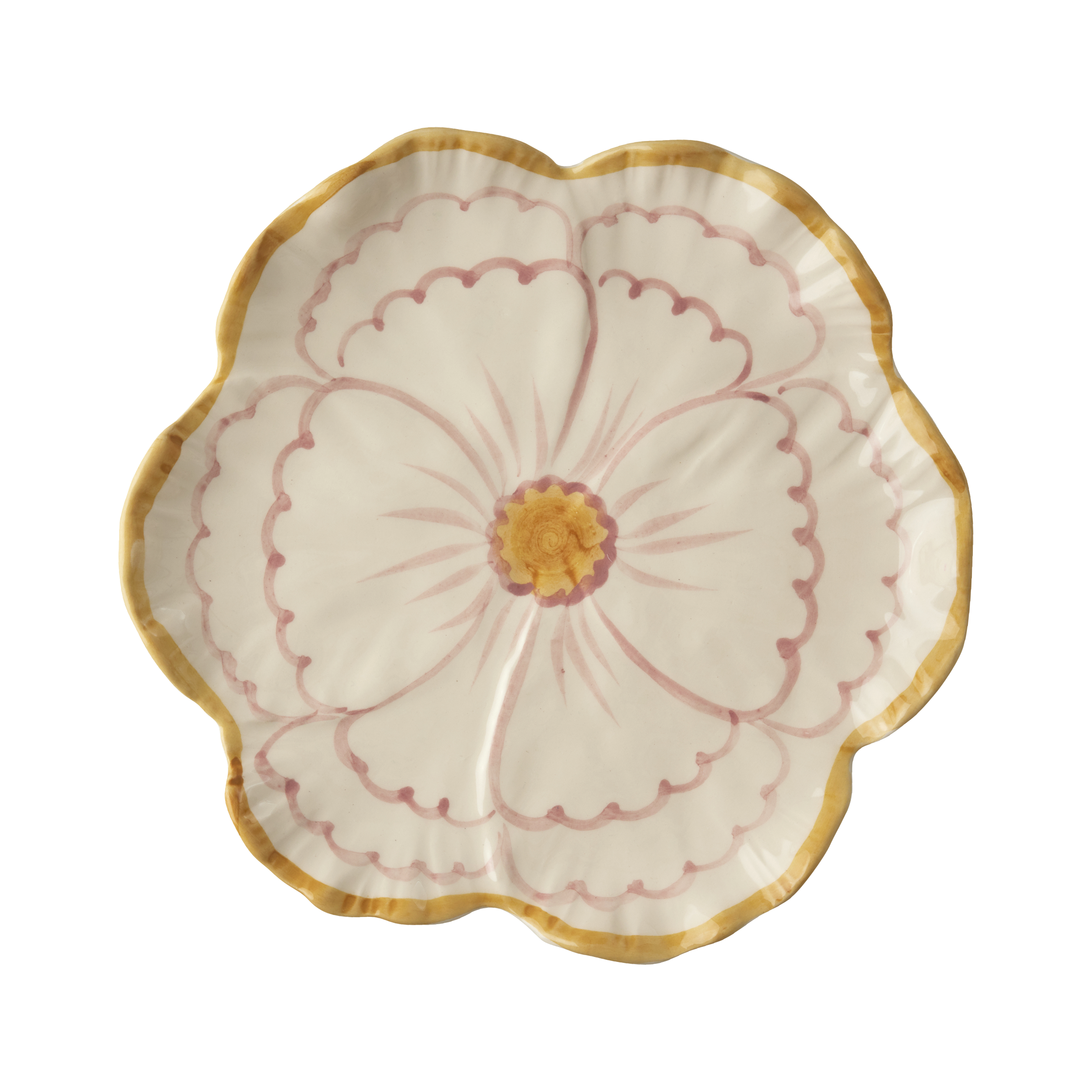 Ceramic Flower Shaped Side Plate with Yellow Border – Rice By Rice