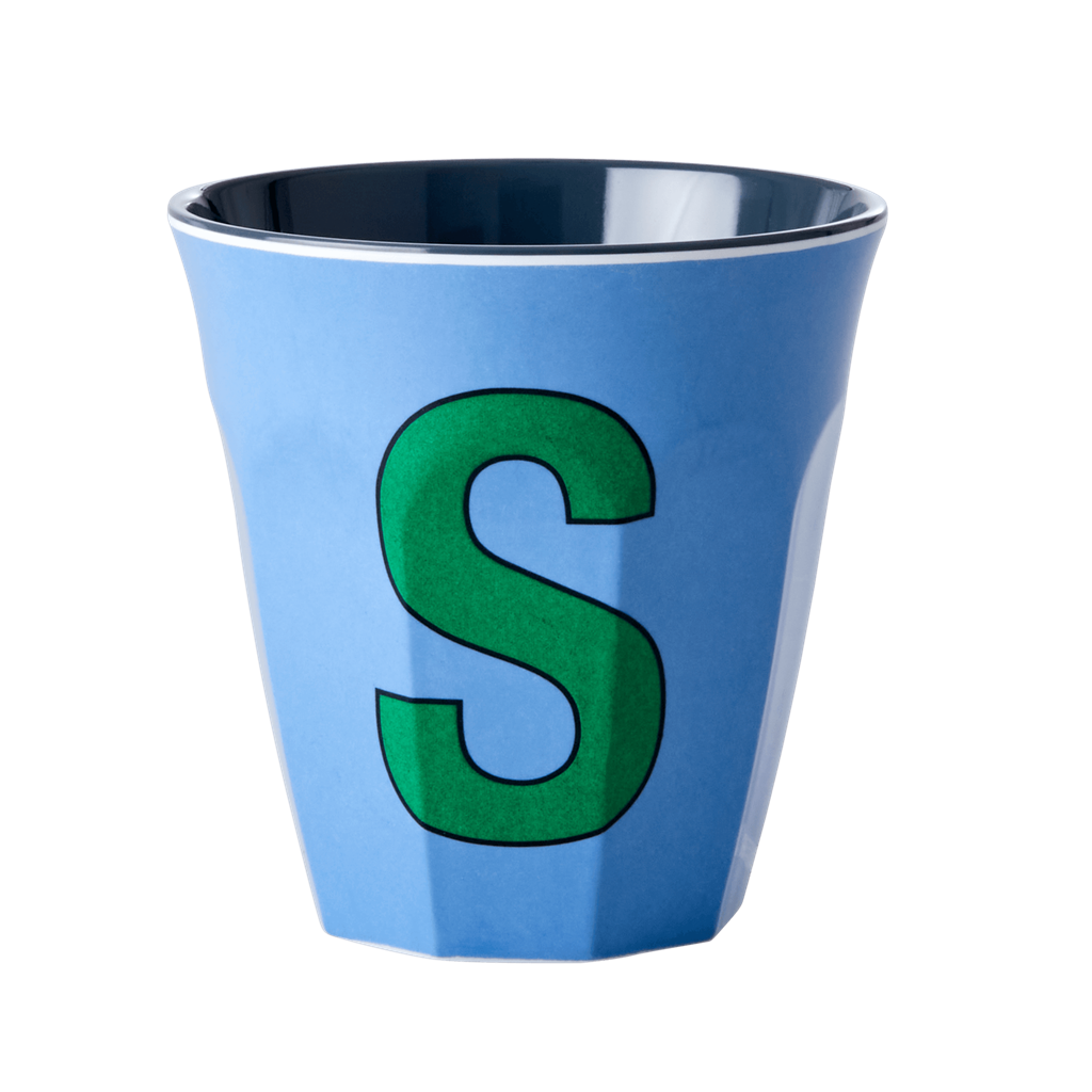 Melamine Cup - Medium with Alphabet in Bluish Colors | Letter S – Rice ...